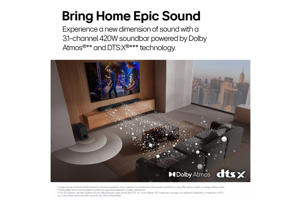 LG SG10TY Soundbar for TV with Dolby Atmos 3.1 Channel