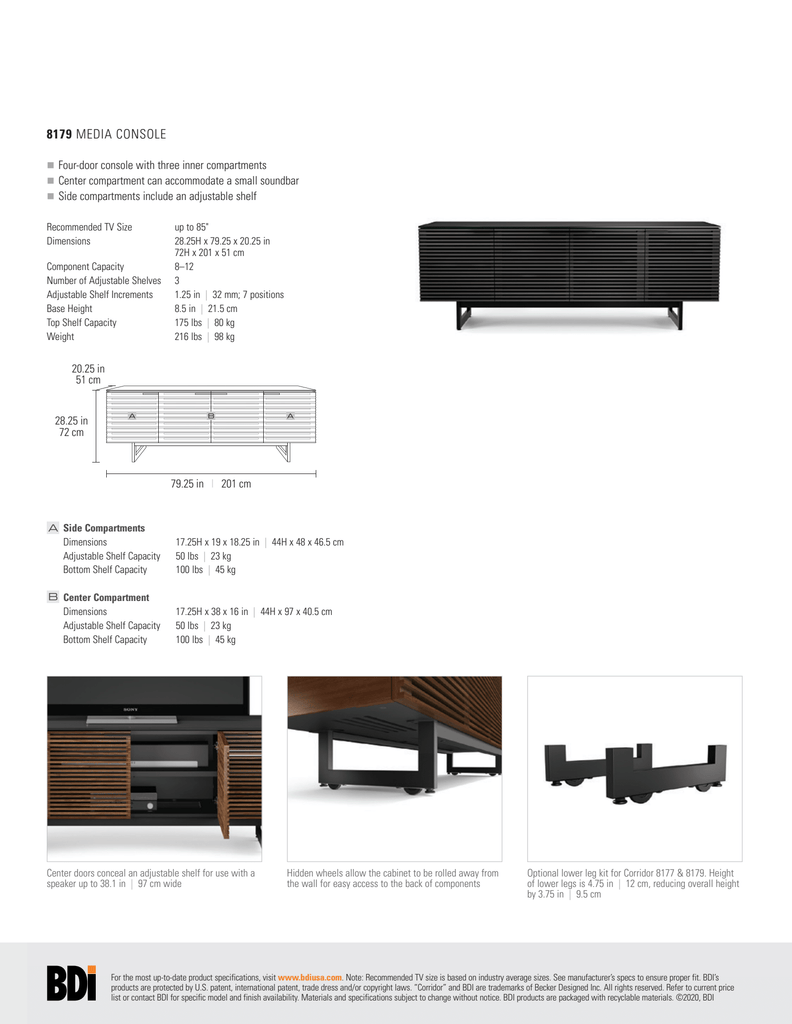BDI Corridor Media 8179 Modern TV Stand & Media Console